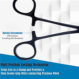 Dog Pet Ear/Nose Hair Puller Grooming Hemostat Locking Forceps Pliers, 5.5" (14cm), Straight (Black)