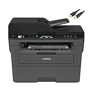 Brother MFC L26 Series All-in-One Laser Printer, Print, Copy, Scan, Fax - 26 ppm, 2400 x 600 dpi, 250 Sheets, Wireless, Mobile Printing, Auto 2-Sided Printing, with MTC Printer Cable