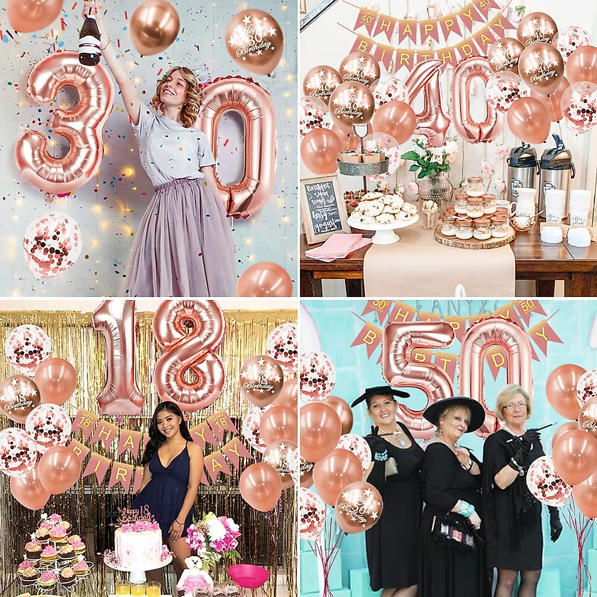 50th Birthday Decorations for Women, Rose Gold Party Supplies Balloon Garland Arch Kit with Happy Birthday Banner Tassels Confetti Balloon Number 50 Birthday Wedding Anniversary for Her