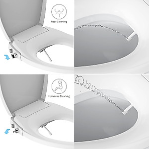 R&T Non-Electric Bidet Toilet Seat Elongated Self-Cleaning Dual Spray Nozzles for Rear & Feminine Wash