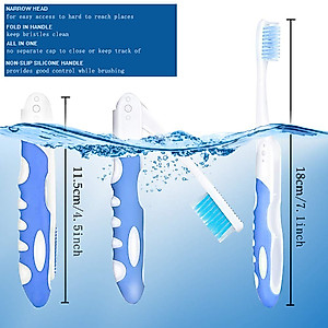 12 PCS Folding Travel Toothbrush Foldable Portable Soft Bristle Toothbrush Travel Toiletries Toothbrush Soft Manual Toothbrush for Sensitive Gums with 2 PCS Travel Folding Hair Brush Comb