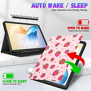 Uppuppy for Samsung Galaxy Tab S8 Plus/ S7 Plus/ S7 FE Case 12.4 Inch Women Cute Girls Folio Girly Strawberry Pretty Aesthetic Cover for Samsung Tablet S8 Plus 2022/ S7 Plus 2021/ S7 FE 5G Cases