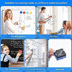 EAONE 40 Pack Dry Erase Erasers, Magnetic Whiteboard Erasers Mini Dry Eraser Chalkboard Cleansers Bulk for Kids Classroom, Home and Office School Supplies (4 Colors, 1.97 x 1.97 inch)