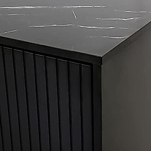 VilroCaz Modern 60'' Large Storage Cabinet Sideboard, Wooden Console Table Kitchen Buffet Cabinet with Metal Handles & Legs and Adjustable Shelves for Living Room Kitchen Entryway (Black-1)