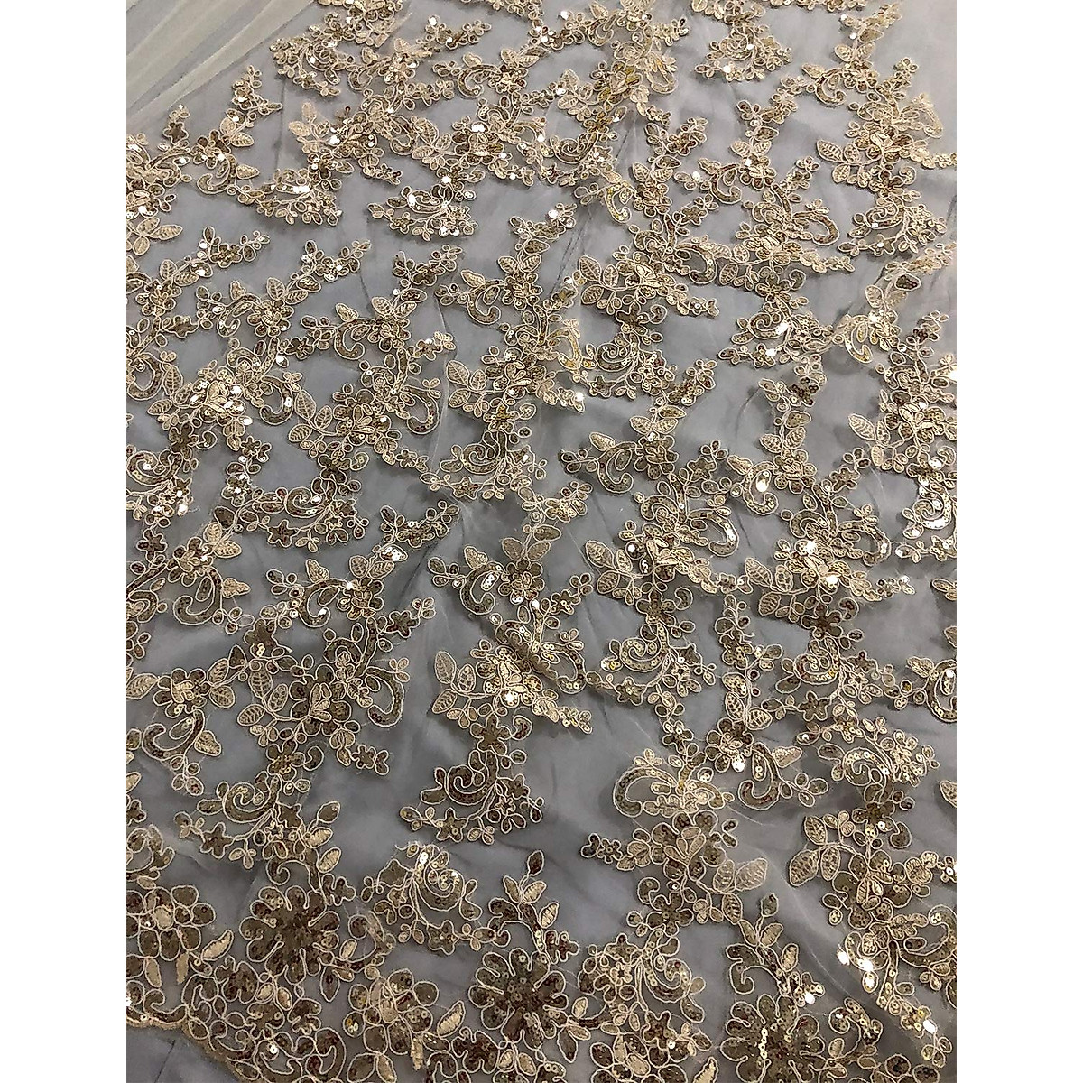 FAIOKAVER Wedding Veils Cathedral Length 1 Tier Sequins Lace Applique with Comb