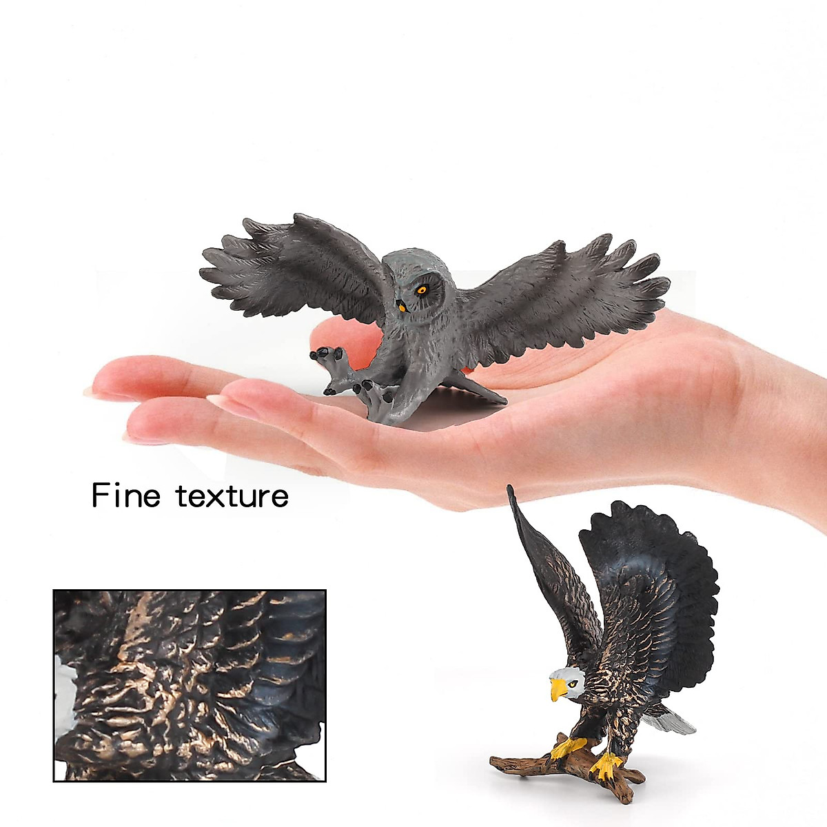 WONWONTOYS Forest Wildlife Bird Toy Set Eagle Owl Bald Eagle Table Decorations Christmas Scene Decoration Cake Decoration Children's Cognitive Toys for Boys Girls