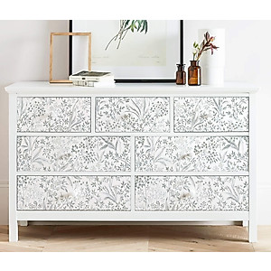 Heroad Peel and Stick Wallpaper Contact Paper Floral Wall Paper Removable Wallpaper Self Adhesive Stick on Wallpaper Boho Leaf Contact Paper for Cabinet Drawer Liner Waterproof Vinyl Roll 15.5''x118''