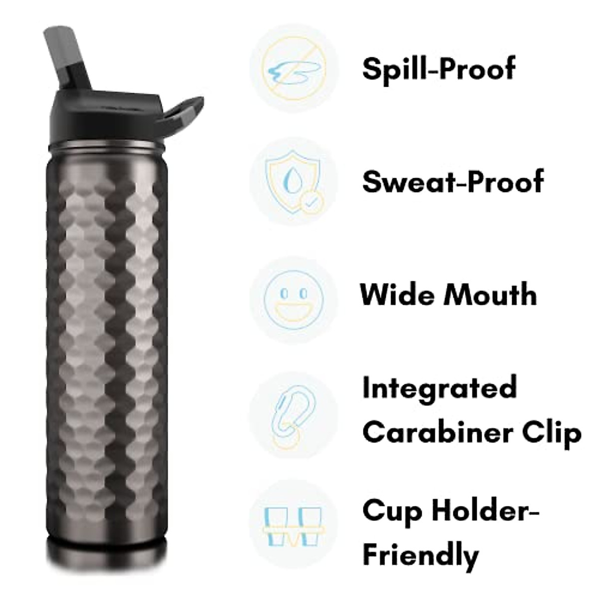 Seriously Ice Cold SIC 27oz Insulated Water Bottle Thermos, Premium Triple Layer Vacuum Stainless Steel, BPA Free Wide Mouth Lid with Carabiner Clip