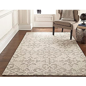 Feizy Rugs - Rhett Geometric Lattice Print Rug, Ivory/Wolf Gray, 8ft x 10ft Area Rug