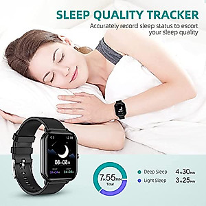 Smart Watch, 44mm Fitness Tracker Watch with 24 Sports Modes, 5ATM Swimming Waterproof, Sleep Monitor Step Calorie Counter, 1.7" HD Touchscreen Smartwatch for Men Women iPhone iOS Android Compatiable
