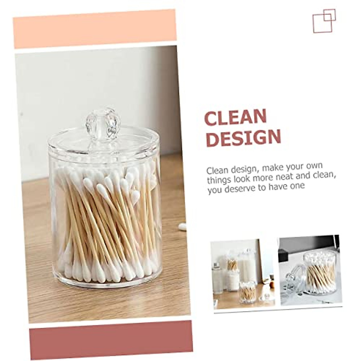 Veemoon 6 pcs Swab Swabs Salts Round Holder Tip Rounds Gauze Floss Organization Container Clear Acrylic Sundries Organizer Organizers Q Bathroom Canister Ball Convenient Home Dispenser