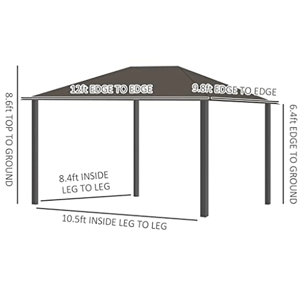 UXZDX 10' X12' Hardtop Gazebo with Aluminum Frame, with 2 Hooks, Curtains and Netting for Garden, Patio, Backyard, Dark Grey