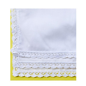COCOUSM New Ladies White Cotton Handkerchiefs Crochet Lace Hanky -30cm