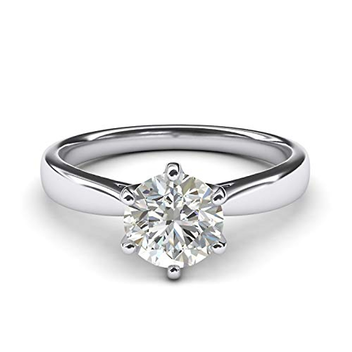 Pure 10k white gold 2.0 CT Classic 6-Prong Solitaire Simulated Diamond Engagement Ring Promise Bridal Wedding Ring (5.5)