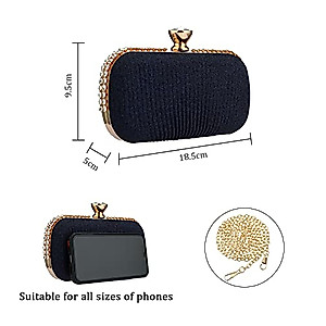 BWKUNOLF Glitter Clutch Purses Pleated Evening Bag Pearl Clutch Purse with Chain,Handbags for Woman Crossbody Bags Shoulder Bag for Party Wedding Cocktail Evening,Blue