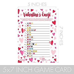 Valentine's Day Emoji Game - Fun Classroom Party Activity for Kids & Adults - 25 Player Cards, Valentine Guessing Game for Families, Couples, & Friends