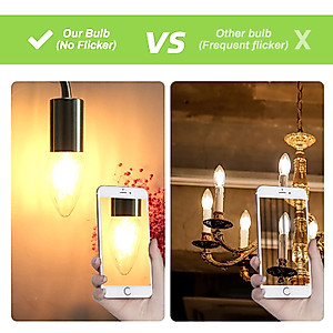 ROMANJOY F15 Dimmable LED Light Bulbs Led Porch Light Bulb 8W Equivalent 80W 2700K Warm White E26 Edison Vintage Bulb Flame Wrinkle Clear Glass Cover for Chandelier Lamp Ceiling Fan,4-Pack…