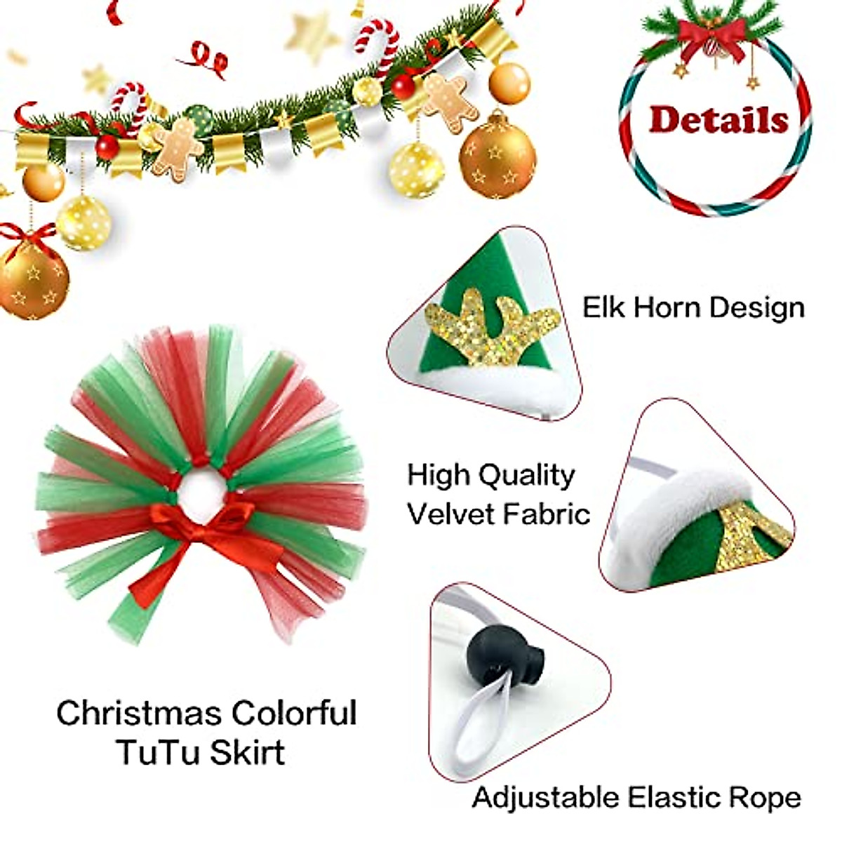 Vehomy 4Pcs Christmas Bearded Dragon Costume Christmas Bearded Dragon Santa Claus Hats Christmas Bearded Dragon Lizard Tutu Skirts Xmas Beardy Lizard Outfit for Chick Hamster Bird Parrot