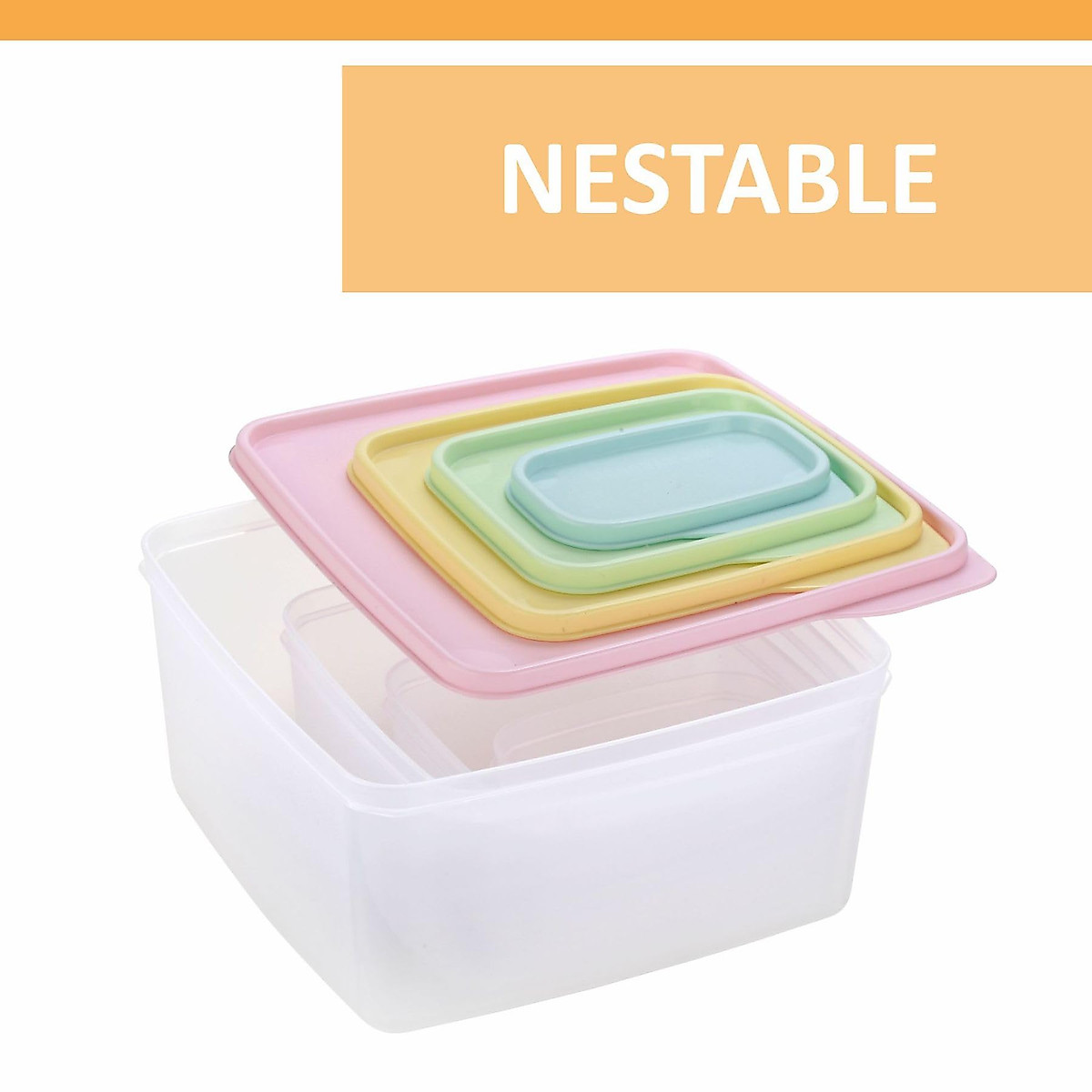 Food Storage Containers with Lids Set of 4 - 5oz, 16oz, 27oz, 84oz Leakproof Airtight Food Storage Containers – Non-BPA Transparent Plastic Containers for Food – Space Saving Nesting Design