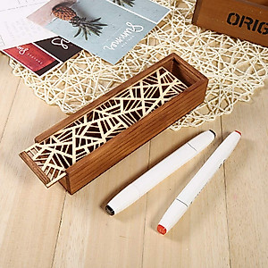 Wood Storage Organiser with Removable Cover, Pencil Case Box Wooden Penholder(Geometric Patch Type)