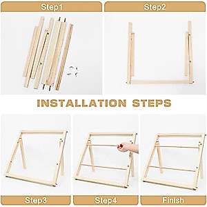 Wood Ribbon Storage Organizer - Ribbon Holder Organizer Rack for Craft Paper Roll - Christmas Gift Wrapping Ribbon Dispenser - 1 Pack Ribbon Organizer for Craft Room, 2 Placement Rods