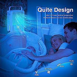 Portable Air Conditioners, 4-IN-1 Evaporative Personal Air Cooler Humidifier with 3 Speeds 7 Colors Light, 1-8H Timing Mini Personal Air Conditioner Fan, USB Quiet Air Cooler for Room Office Desk