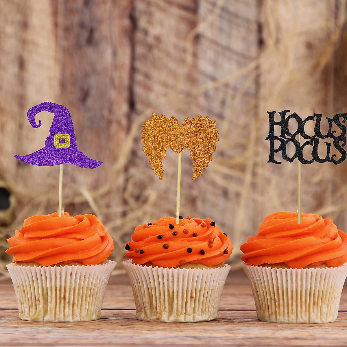 40Pcs Hocus Pocus Cupcake Toppers, I Put A Spell on You, I Smell Children Cupcake Toppers, Halloween Hocus Pocus Baby Shower Gender Reveal Party Decorations, Halloween Birthday Party Decorations