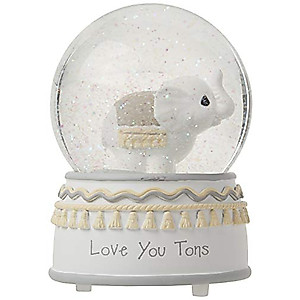 Precious Moments Resin/Glass Love You Tons Elephant Musical Snow Globe, Gray Chevron