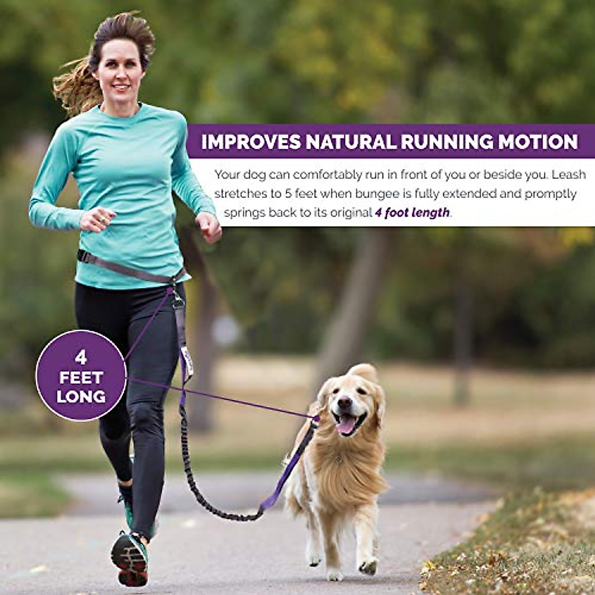 Tuff Mutt Hands Free Dog Leash, A Dog Running Leash for Dogs That Makes A Great Waist Leash for Dog Walking, Double Handle Bungee Dog Leash with Reflective Stitching and Adjustable Dog Walking Belt