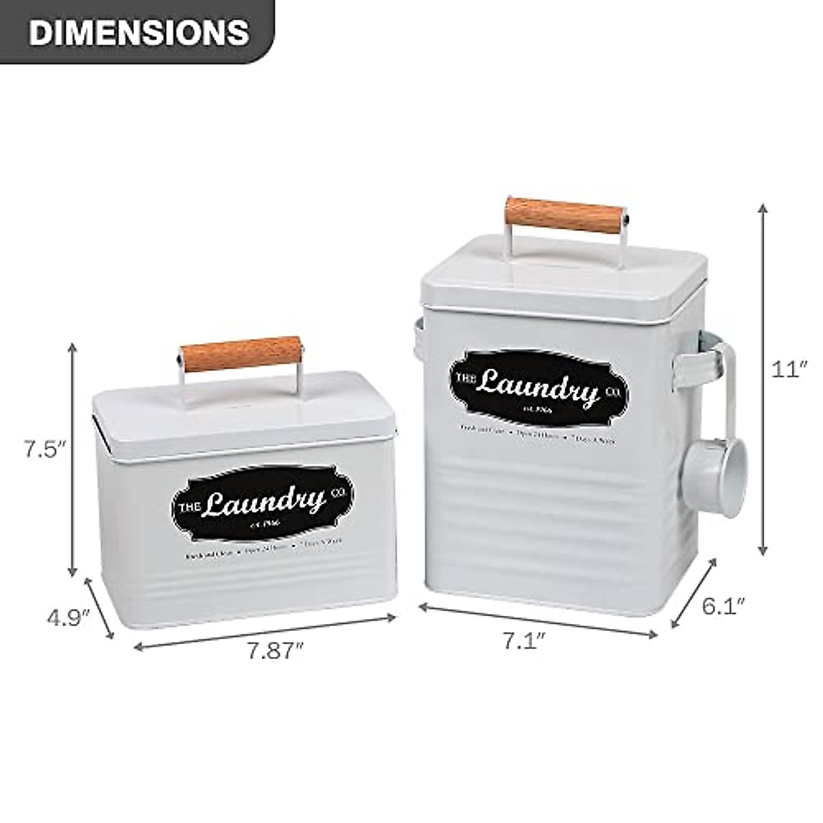 L. Birch Laundry Detergent Container and Dryer Sheets Holder Set - Laundry Containers for Detergent - Powder Detergent Container - Laundry Room Decor and Accessories - Dryer Ball Holder