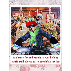 Eurzom 3 Pieces LED Light up Christmas Hat Xmas Light up Scarf Gloves Set Holiday Christmas Hat Beanie Knit Cap for Christmas Party (Sunglasses)