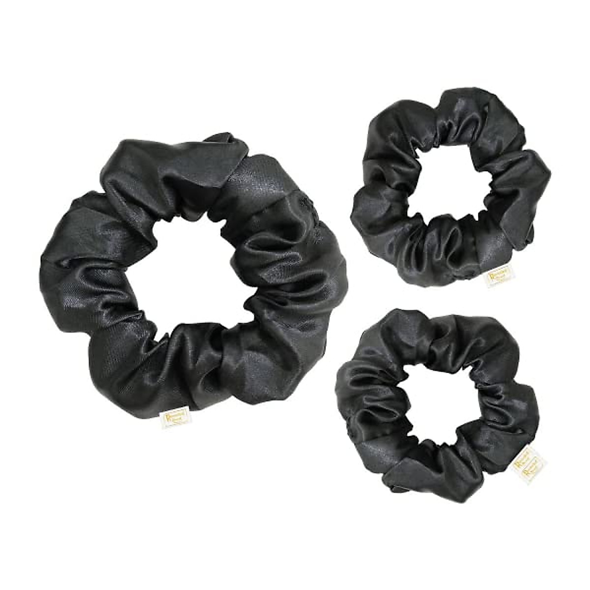 Natural hair essentials reversible and adjustable Satin bonnet, satin pillowcases, satin Scrunchies and headband set of 8 pieces (Black)