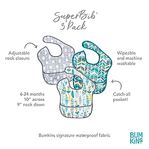 Bumkins Bibs, Baby Bibs for Girl or Boy, SuperBib Baby and Toddler Bib for 6-24 Months, Baby Bib for Eating, Feeding Bib, Waterproof Lightweight Fabric – Feathers and Quill