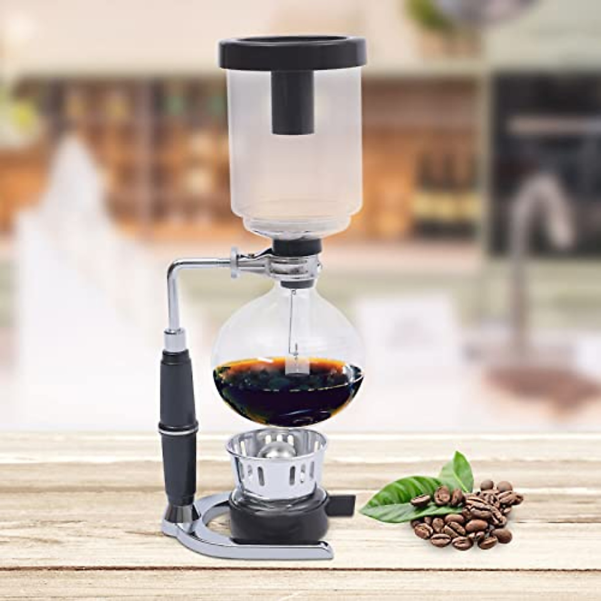 KenSyuInt 3 Cups Syphon Coffee Maker|Tabletop Glass Siphon Pot Syphon Coffee Maker Set-Siphon Vacuum Coffee Maker|High Temperature Resistant Glass Not Breakable