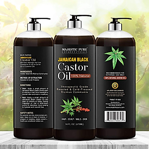 Majestic Pure Jamaican Black Castor Oil (16 oz) and Apple Cider Vinegar Shampoo & Coconut Avocado Conditioner Set (16 oz each) Bundle