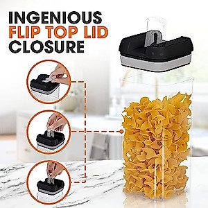 Cheer Collection Airtight Food Storage Containers, Kitchen Storage Containers for Pantry, Set of 7 Food Containers with Lids Airtight, Pantry Storage Containers & Organizers with Lids, Black