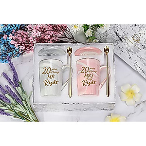 Toshiy 20th Wedding Anniversary Mugs 20 years Anniversary Mugs 20th Wedding Anniversary Mugs for Wife Him Couple Husband Parents 20 Years Mr Right Mrs Always Right Coffee Mugs 14 Ounce Gift Box Set