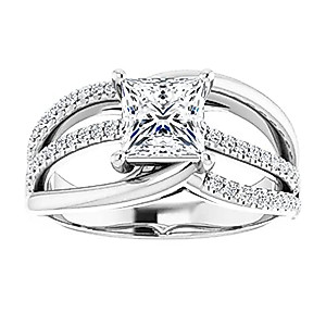 JEWELERYIUM 1 CT Princess Cut Colorless Moissanite Engagement Ring, Wedding/Bridal Ring Set, Solitaire Halo Style, Solid Sterling Silver Vintage Antique Anniversary Promise Rings Gift for Her (10.5)