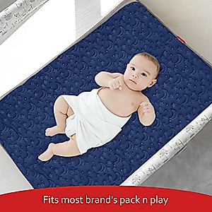 Waterproof Pack and Play Mattress Cover 2 Pack, Soft Quilted Pack and Play Mattress Pad Protector 39" X 27", Playpen Mattress Sheet