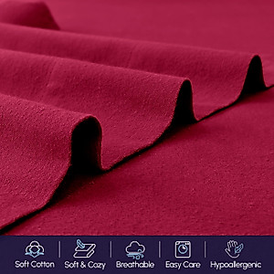 Elegant Comfort Soft 4-Piece 100% Turkish Cotton Flannel Sheet Set - Premium Quality, Deep Pocket Fitted Sheet, Ultra Soft, Cozy Warm Flannel Sheets - Full, Burgundy