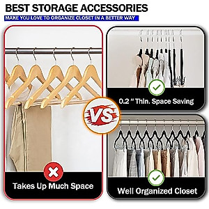 GVTECH Velvet Hangers with Clips, [24 Pack] Metal Clip Hangers for Pants - Notched Velvet Skirt Hangers for Pants, Skirts, Suit, Dresses & Shirts 360° Swivel Hook - Non Slip Felt Hangers (Black)