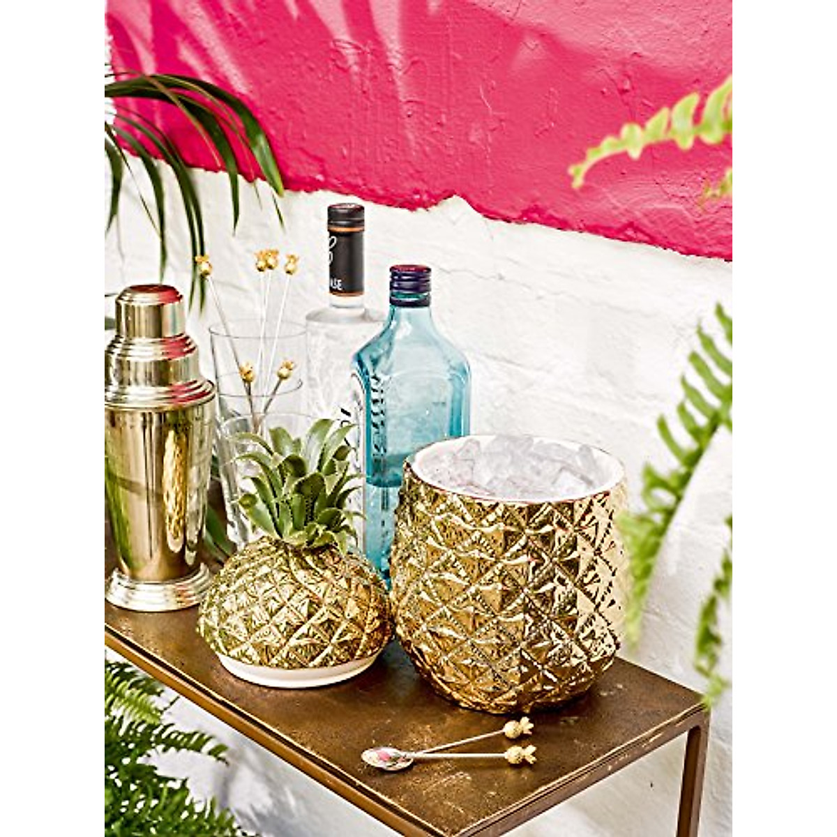 Talking Tables Gold Pineapple Ice Bucket with Lid Premium Drinks Trolley | Retro Bar Accessory | Classy Party Decoration | Elegant Cooler | Ideal Gift for Him or Her, 21.5 x 21.5 x 27 cm