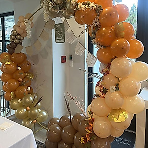 Orange Brown Balloons Set, 60Pcs 12 Inch Burnt Orange Tan Pastel Coffee Metallic Gold Retro Ivory White Cream Latex Balloons for Birthday Thanksgiving Fall Wedding Boho Bridal Shower Party Decorations