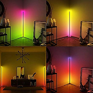 Latest LED Floor Lamp, Modern Bedroom RGB Color Changing Corner Light Minimal Vertical LED Standing Floor Lamp, Remote APP Control and Remote Control Switch Colors Floor Lamp at Will