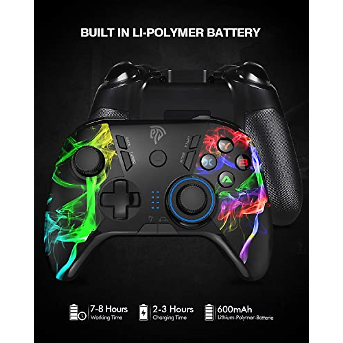 EasySMX Wireless PC Controller, Dual-Vibration Joystick Gamepad Computer Gaming Controller for PC Windows 7/8/10/11/12, Steam, PS3, Switch and Android- Black