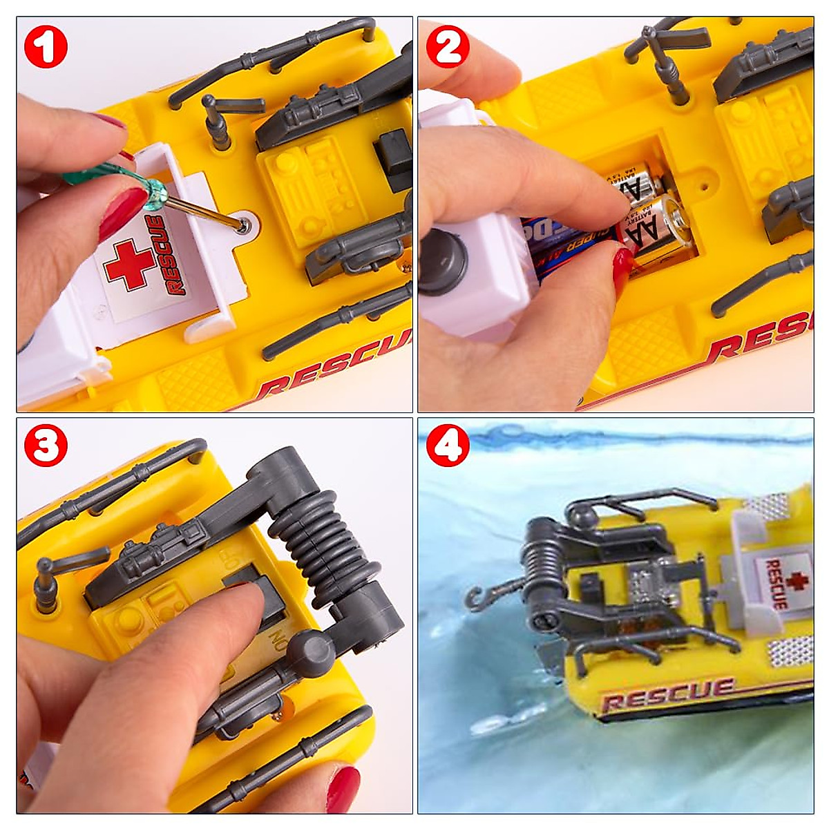 ArtCreativity Aquatic Rescue Vessel, Battery-Operated Toy Ship for Kids, Floats in Water, Floating Bathtub and Pool Toy for Boys and Girls, Great Birthday Gift for Children