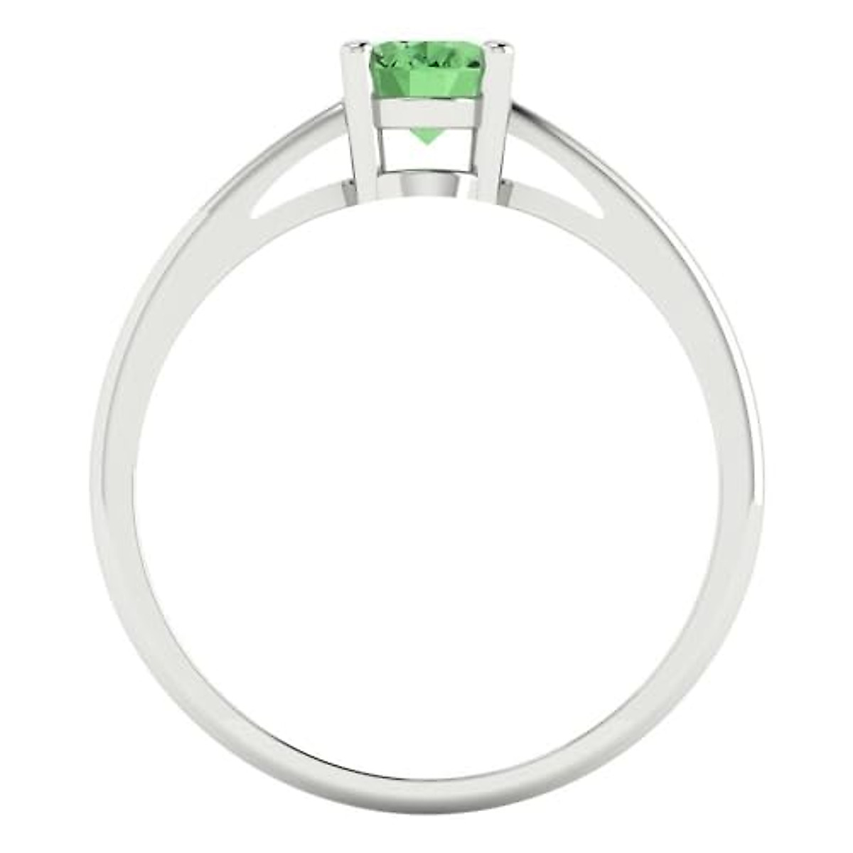 Clara Pucci 1.0 ct Oval Cut Solitaire Green Simulated Diamond Engagement Bridal Promise Anniversary Ring 18K White Gold Size 5.25