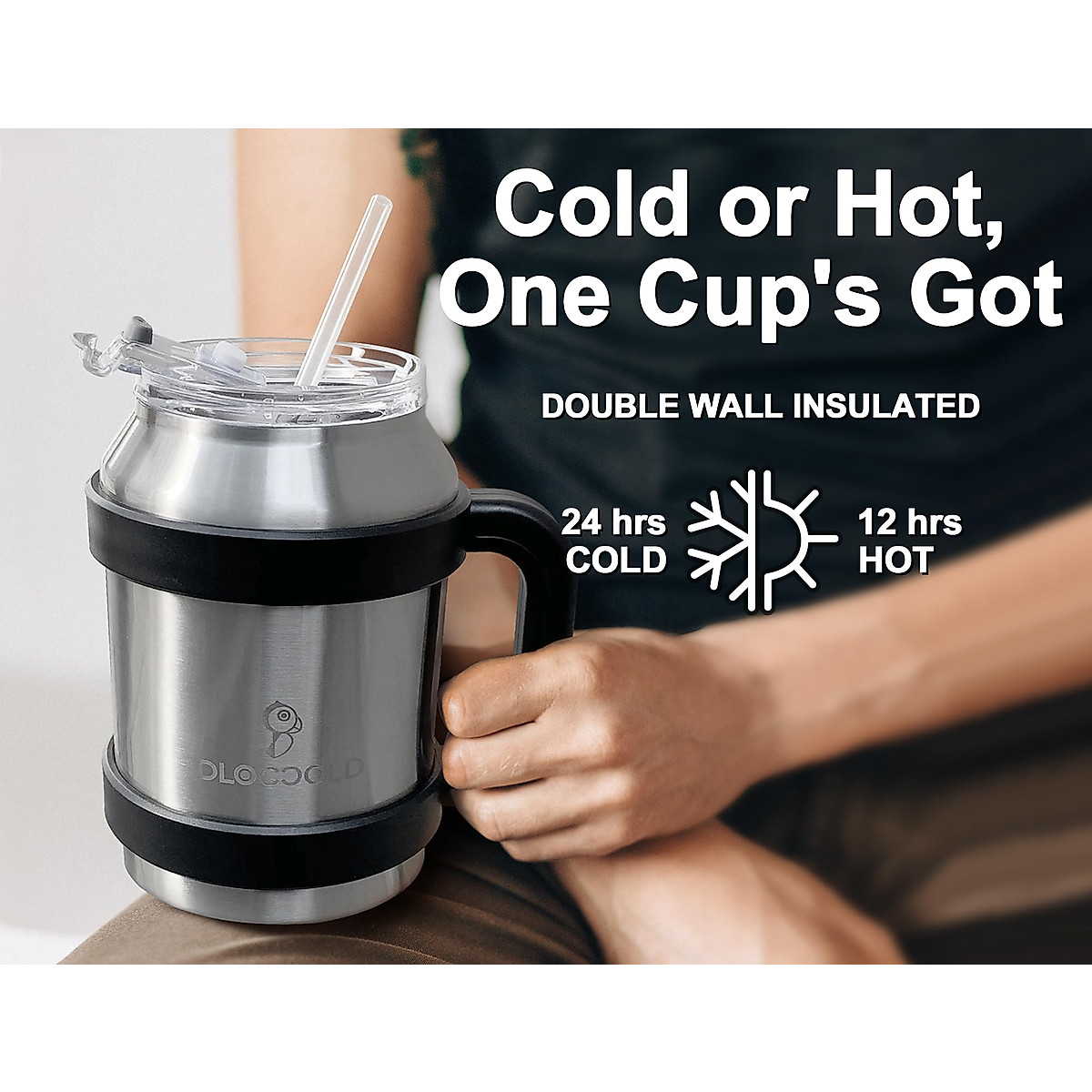 DLOCCOLD 50 oz Mug Tumbler with Handle and Straw Lid, Large Insulated Tumbler with Straw, Sweat-proof, Stainless Steel Reusable Big Tumbler, Double Wall Metal Travel Water Jug (Mint Green)