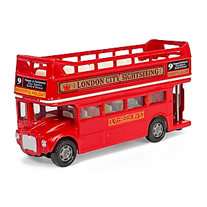 London Double Decker Bus Open Top, Red - Motormax 76008 - 4.75" Diecast Model Toy Car