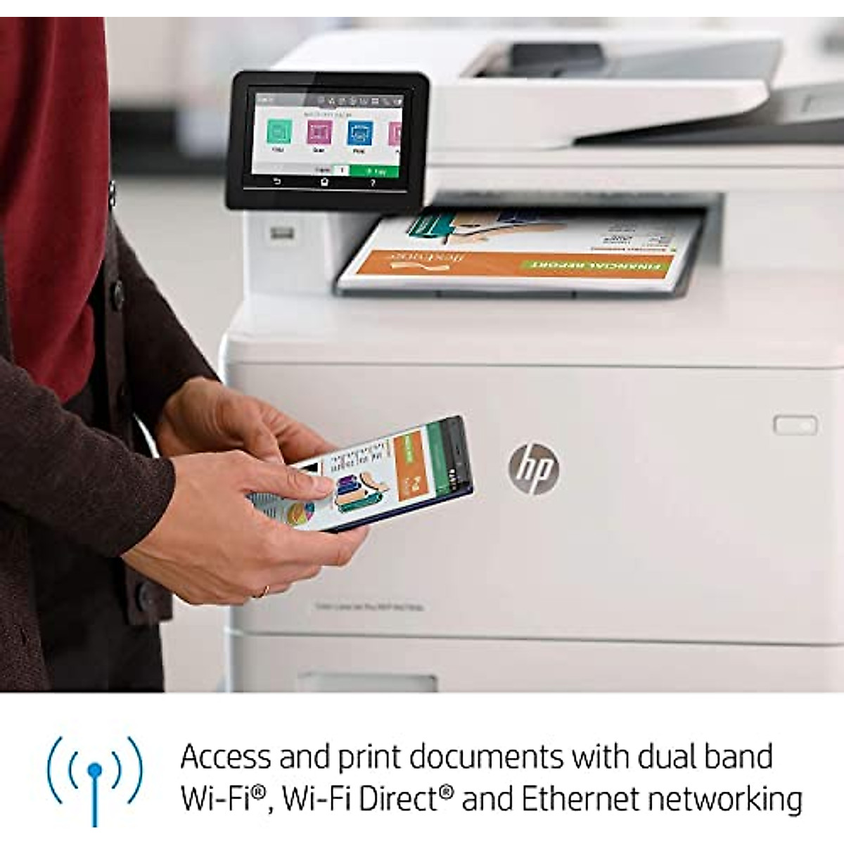 HP Color Laserjet Pro M479fdw Wireless Laser Printer, Print Scan Copy Fax, Auto 2-Sided Printing, 28 ppm, 250-sheet, 512MB, 8.5x14,Compatible with Alexa, Wulic Printer Cable